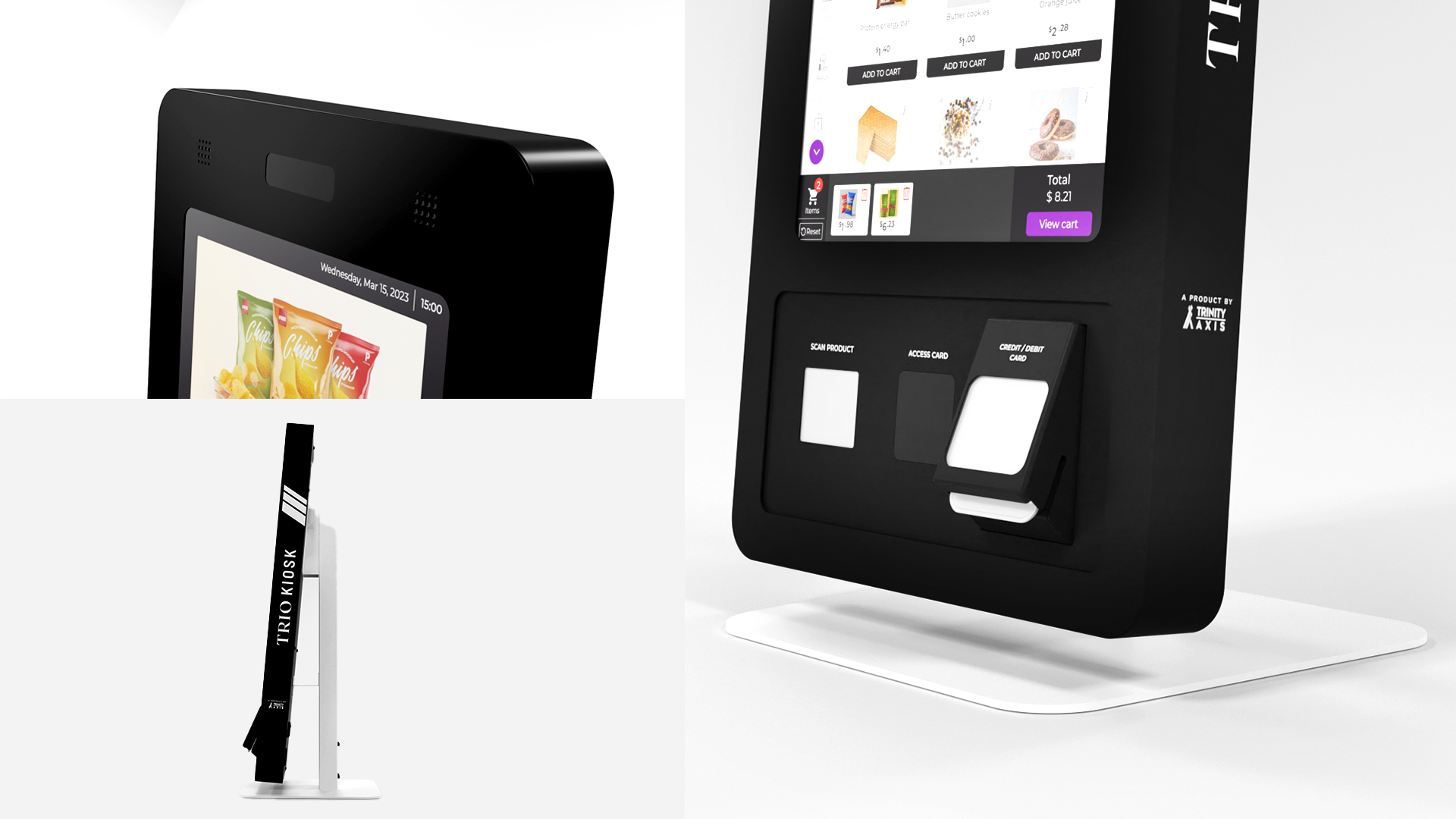 TRIO Kiosk | Smart Micro Market Kiosk | Self-Ordering QSR Kiosk